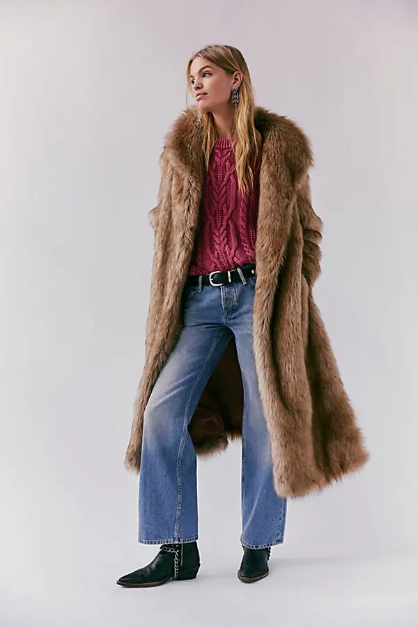 Free People Annice Faux Fur Coat - Sandy Fox Combo | Editorialist